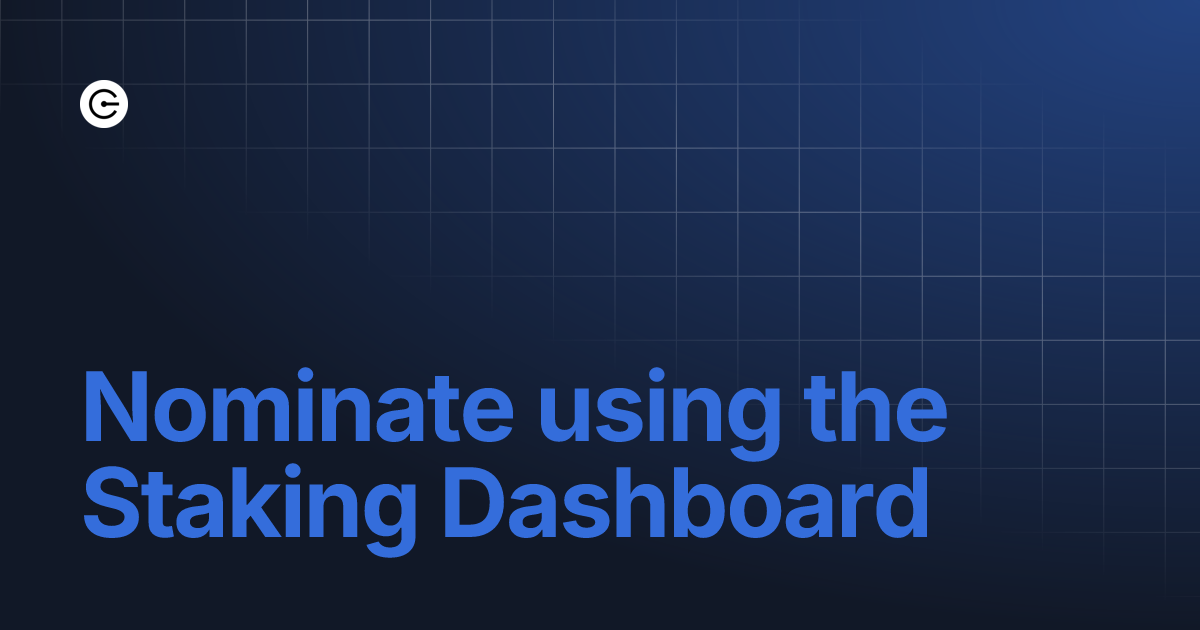 Nominate using the Staking Dashboard